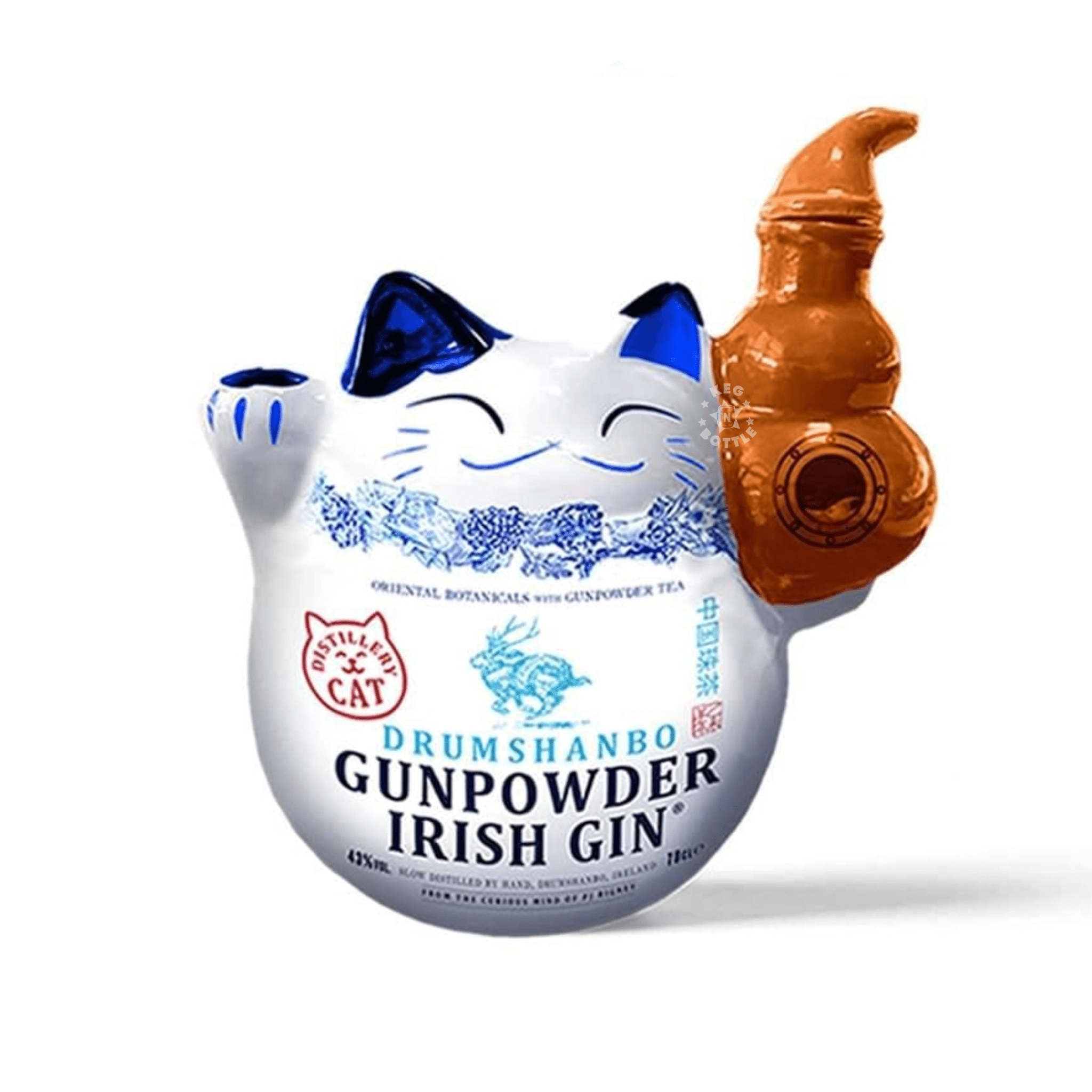 Drumshanbo Ceramic Cat Gun Powder Irish Gin (700 ml) | Keg N Bottle