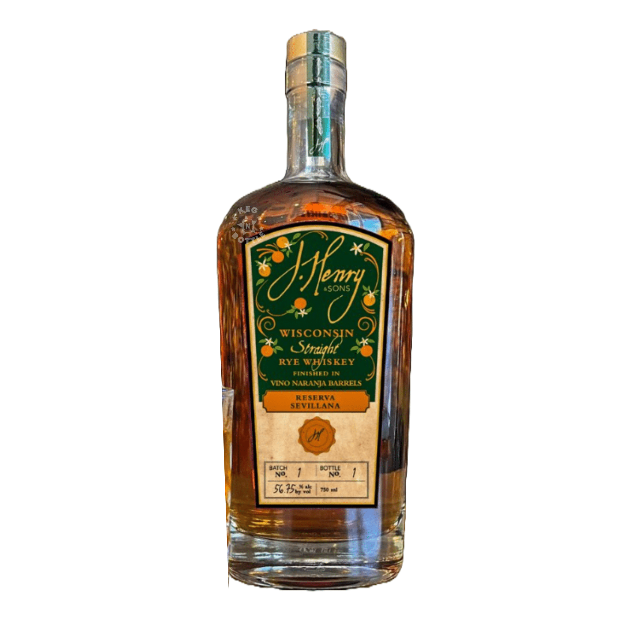 J. Henry & Sons Reserva Sevillana Straight Rye (750 ml) | Keg N Bottle