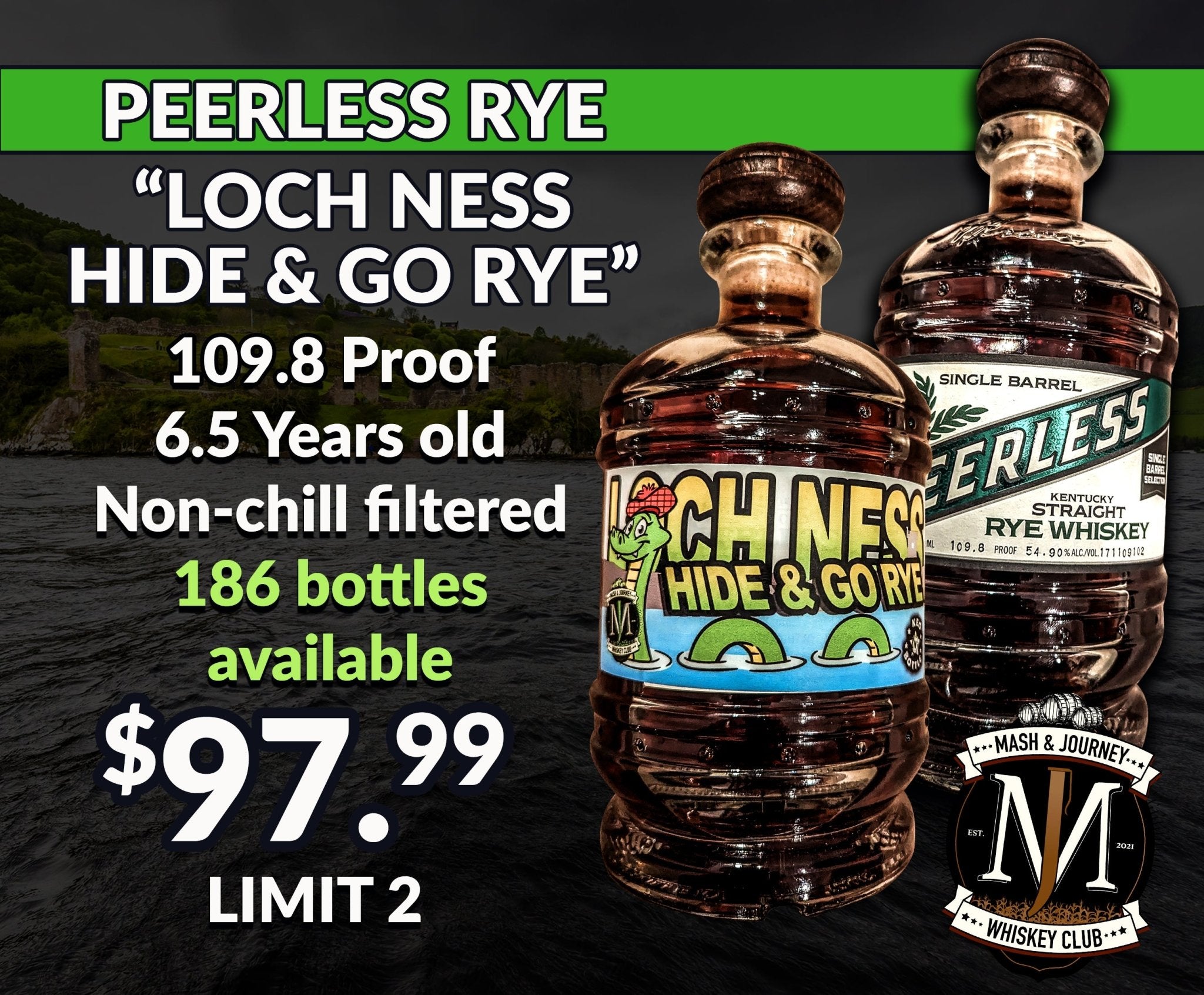 Peerless Single Barrel Rye (Loch Ness Hide N' Go Rye) - Mash & Journey ...