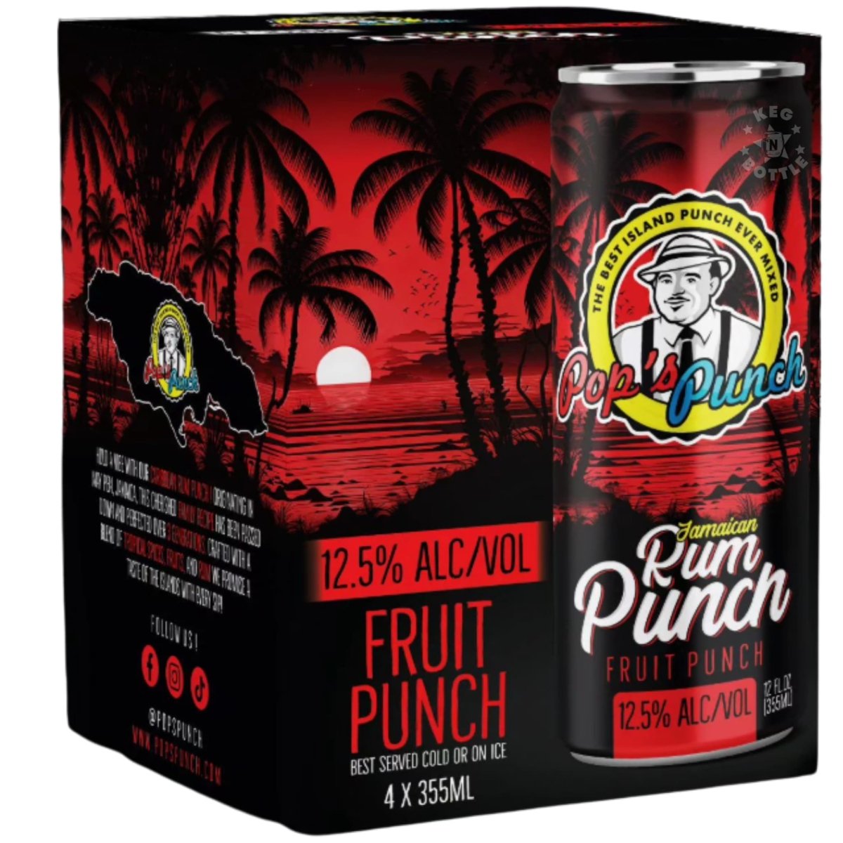 Pop’s Punch Jamaican Rum Punch – Fruit Punch (4 x 355 ml) | Keg N Bottle